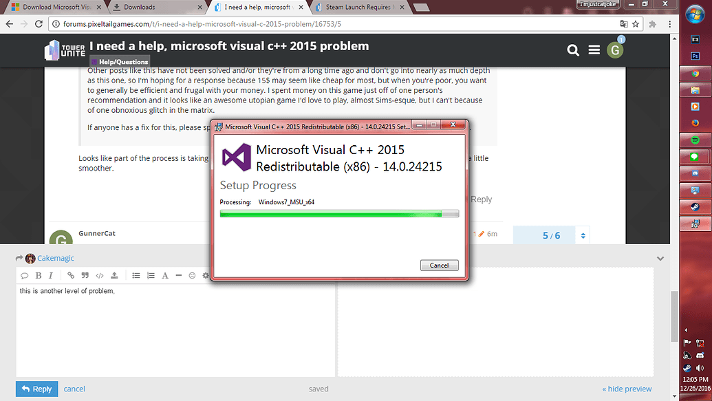 I need a help, microsoft visual c++ 2015 problem - Support - PixelTail ...